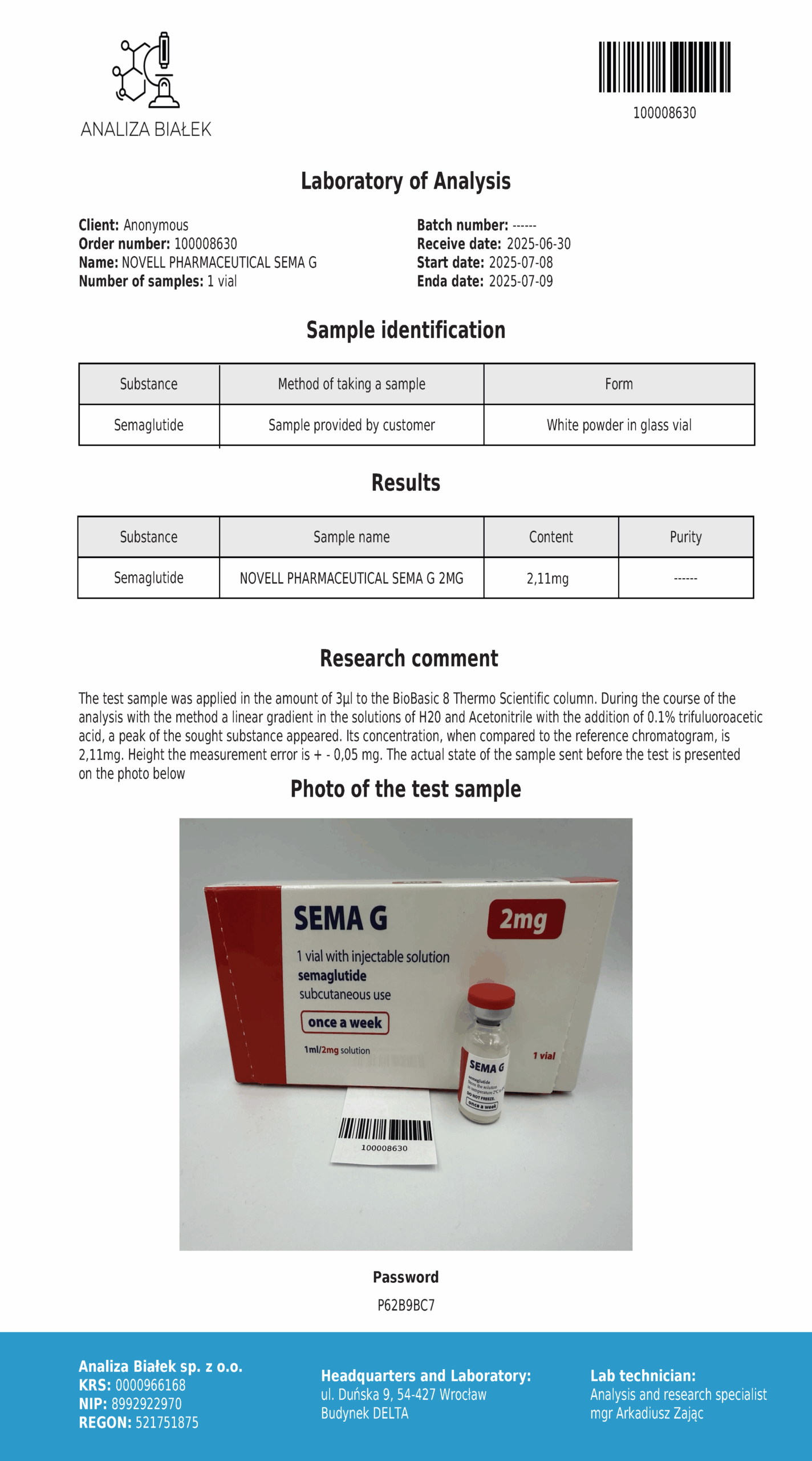 Sema G 2 mg vial - best quality